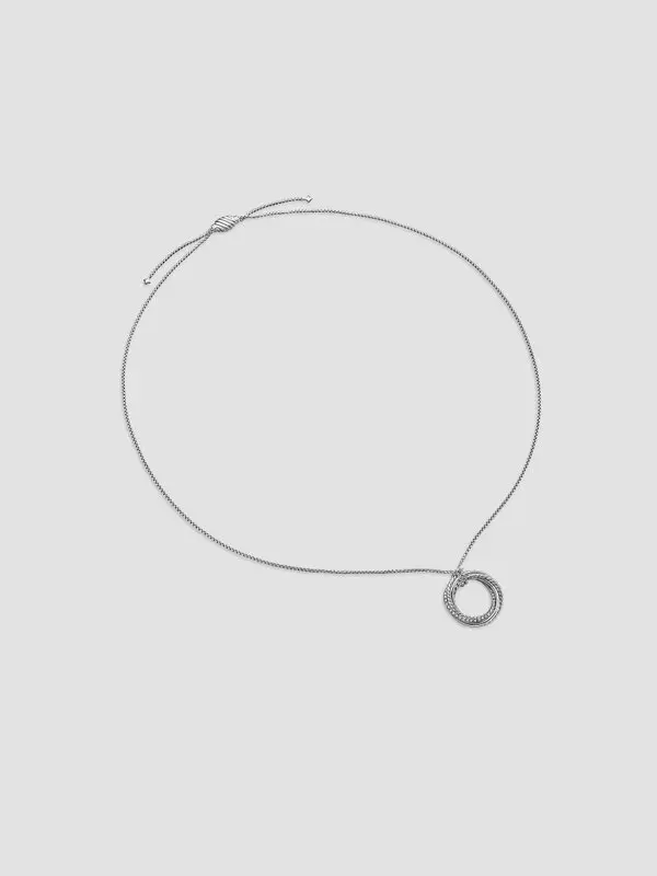 David Yurman Crossover Pendant Necklace In Sterling With Diamonds, 26mm