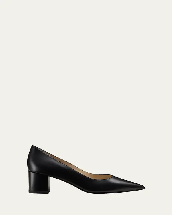 STUART WEITZMAN Leather Block-heel Pumps - Black