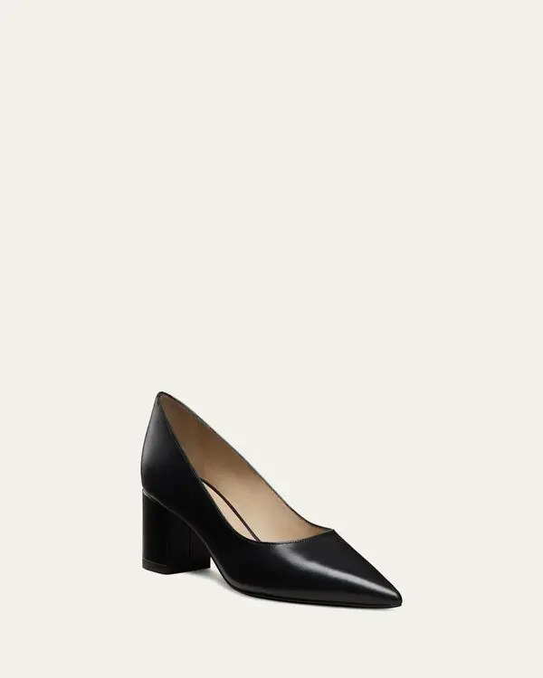 STUART WEITZMAN Leather Block-heel Pumps - Black