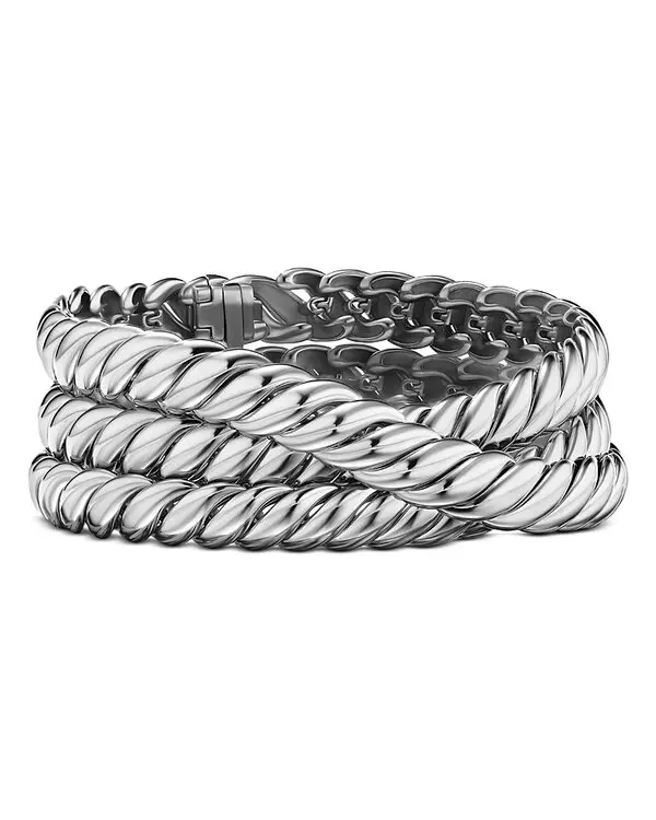 David Yurman Sterling Cable Link Wrap Bracelet - Silver