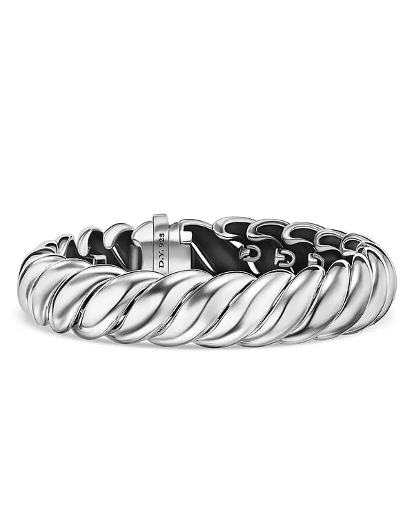 David Yurman Sterling Sculpted Cable Link Bracelet - Silver