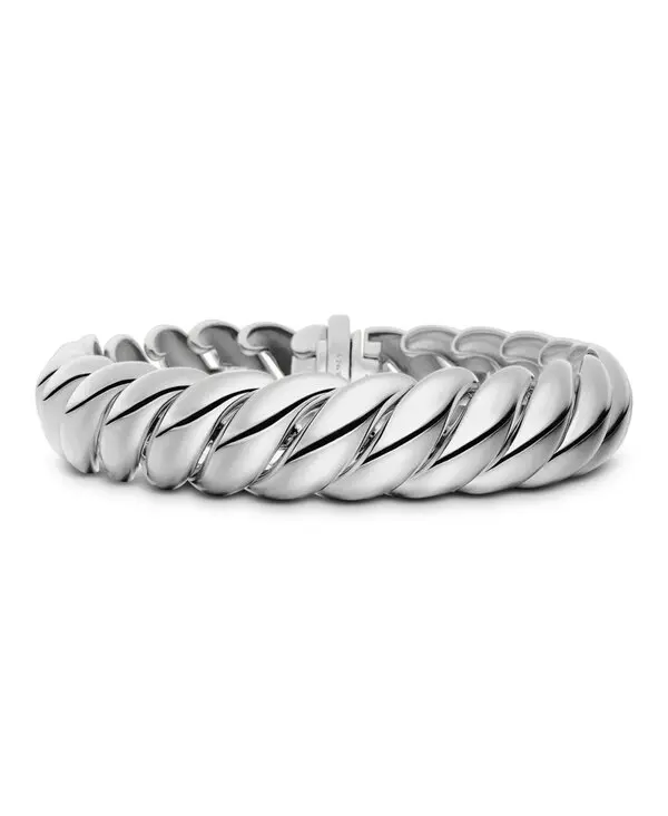 David Yurman Sterling Sculpted Cable Link Bracelet - Silver