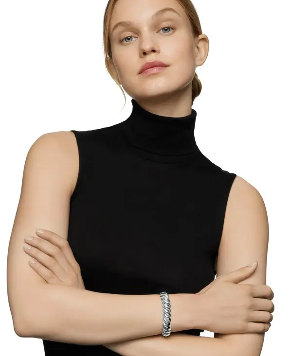 David Yurman Sterling Sculpted Cable Link Bracelet - Silver