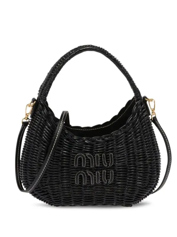 Miu Miu Mini Wander Wicker Shoulder Bag