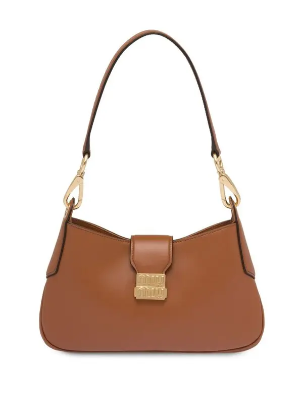 Miu Miu Logo-Plaque Leather Shoulder Bag - Brown | Editorialist display picture 3