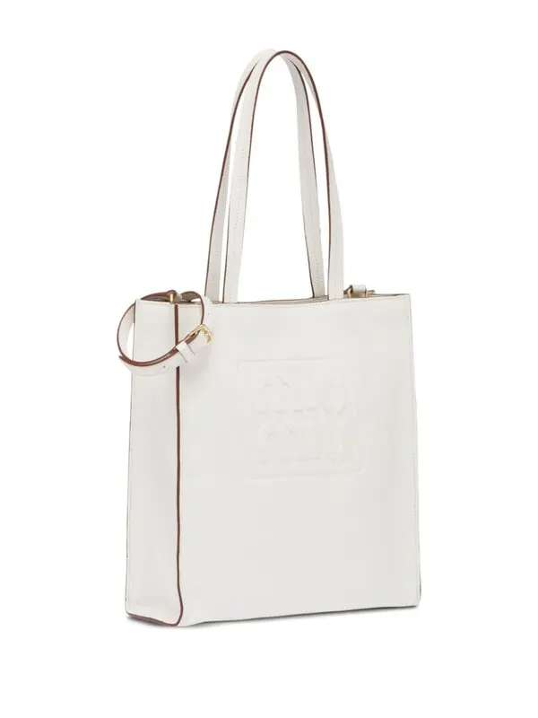 Miu Miu Logo-Embossed Tote Bag - Neutrals | Editorialist
