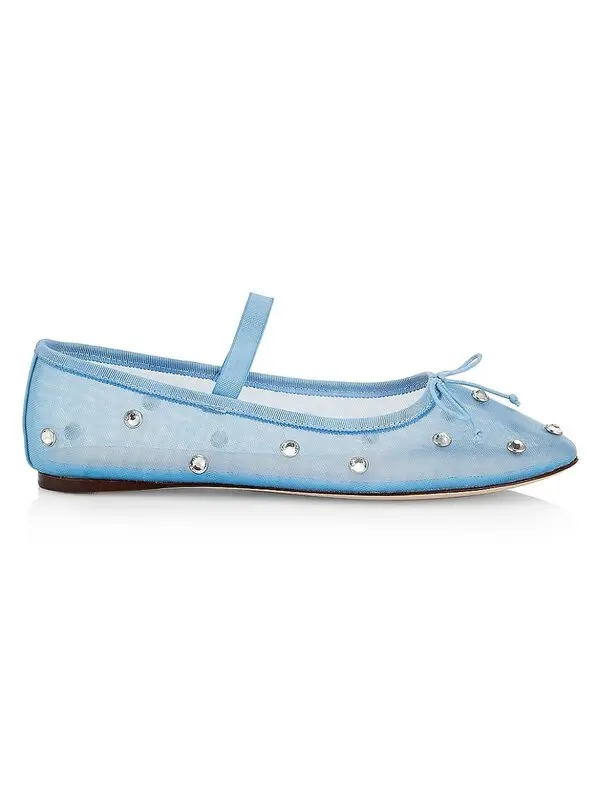 Loeffler Randall Leonie Crystal Mesh Ballet Flats Blue