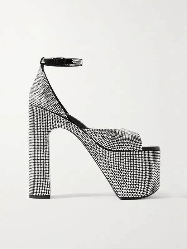 Balenciaga Camden Crystal-embellished Leather Platform Sandals