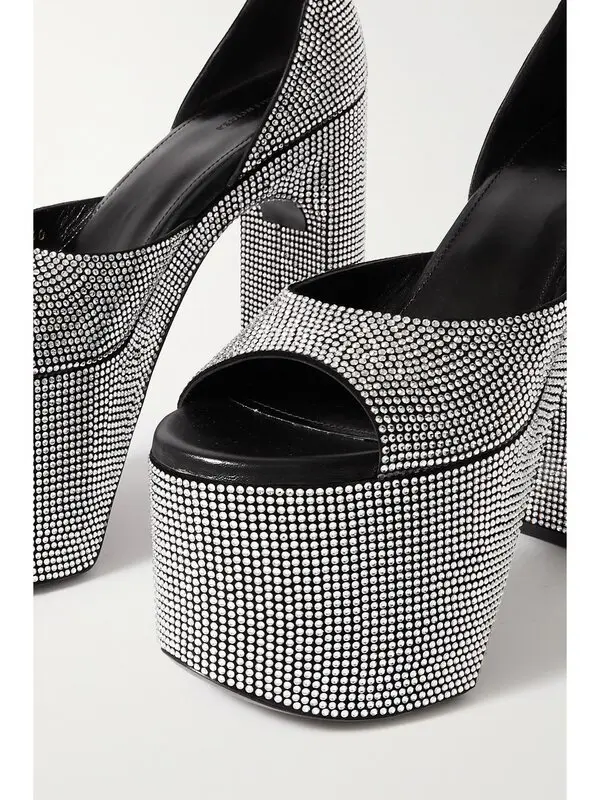 Balenciaga Camden Crystal-embellished Leather Platform Sandals