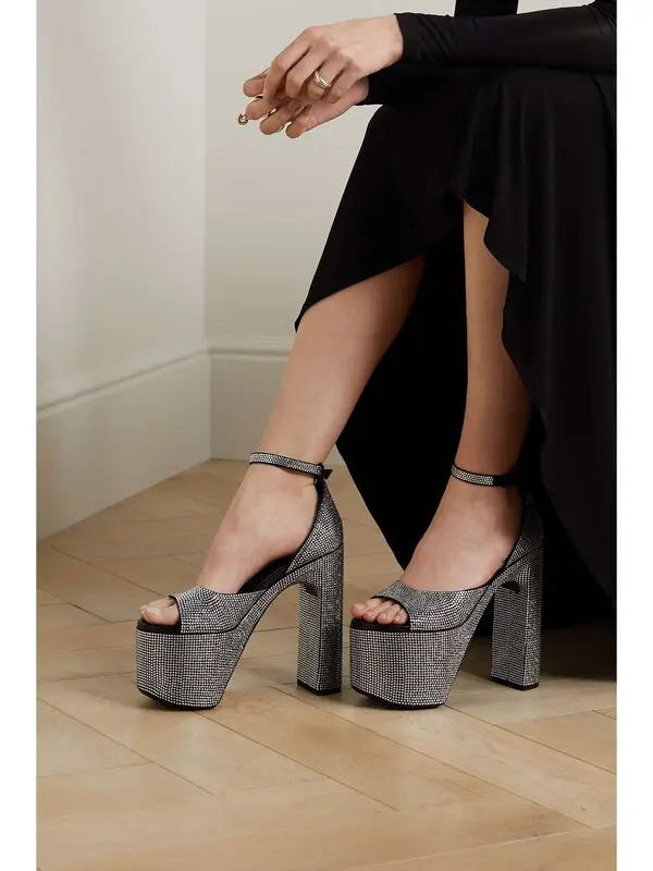 Balenciaga Camden Crystal-embellished Leather Platform Sandals