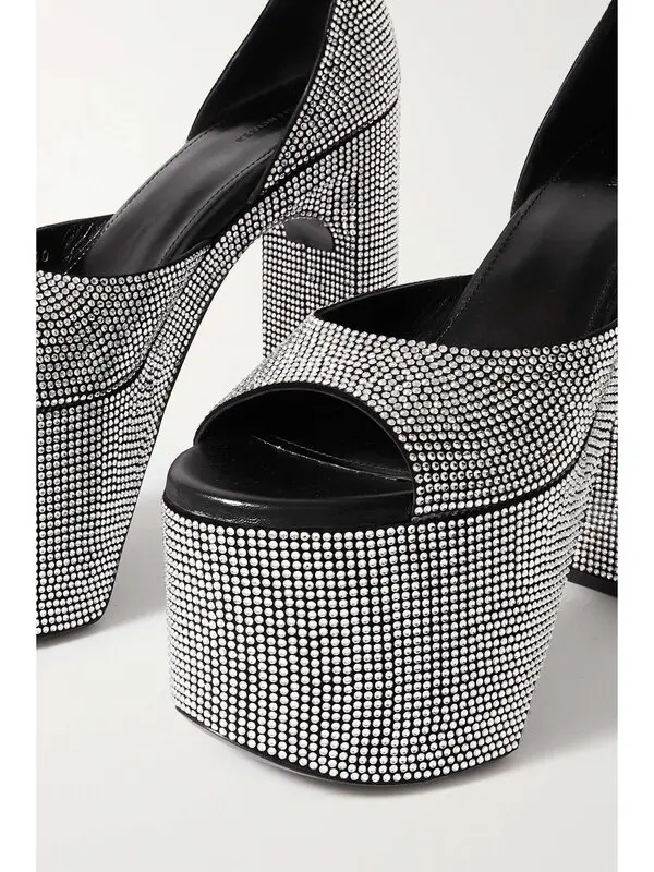 Balenciaga Camden Crystal-embellished Leather Platform Sandals