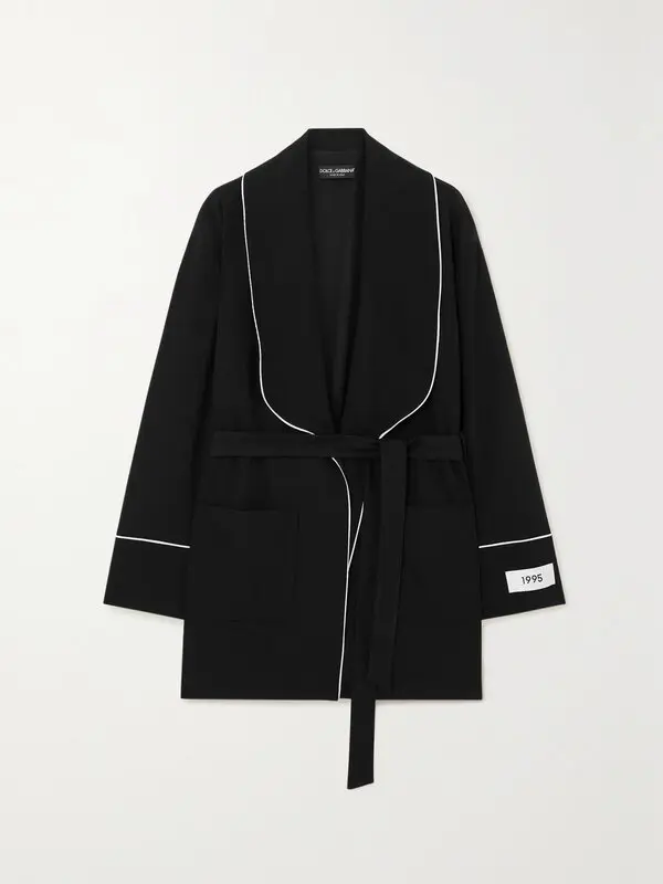 Dolce & Gabbana Belted Stretch-wool Jacket - Black