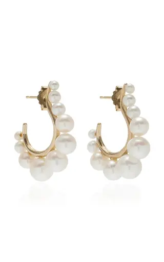 WHITE/SPACE Cascade 14k Yellow Gold Pearl Hoop Earrings