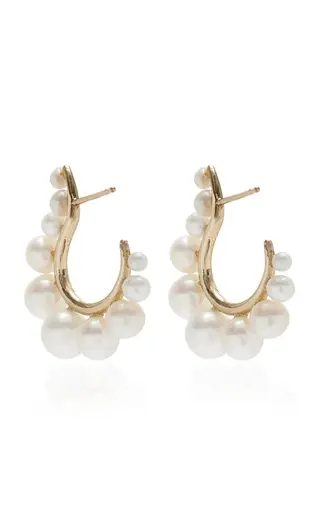 WHITE/SPACE Cascade 14k Yellow Gold Pearl Hoop Earrings