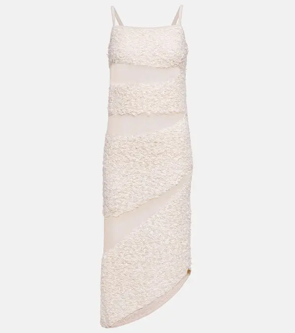 DION LEE Paneled Linen-blend Gown