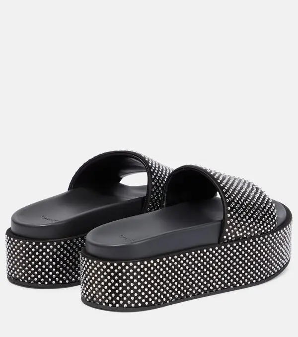 Versace Embellished Satin Platform Slides