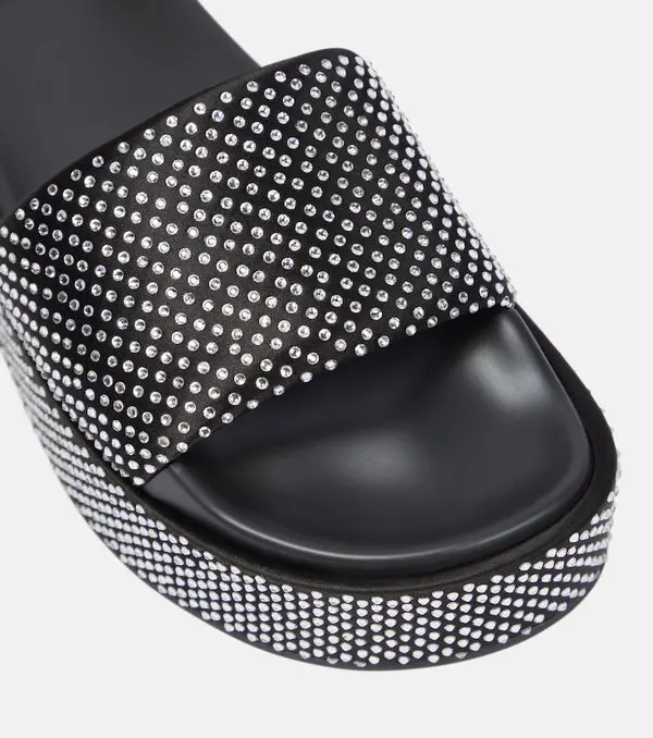 Versace Embellished Satin Platform Slides