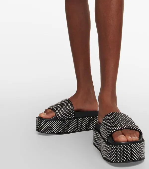 Versace Embellished Satin Platform Slides