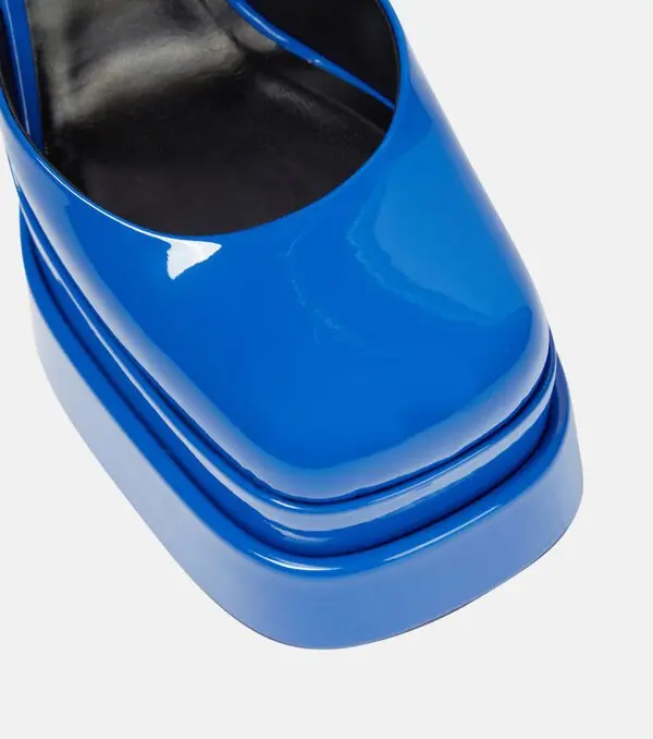 Versace Medusa Aevitas Patent Leather Platform Pumps - Blue