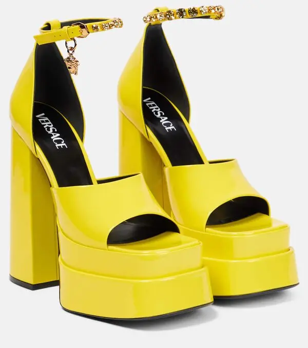 Versace Medusa Aevitas Platform Sandals - Yellow