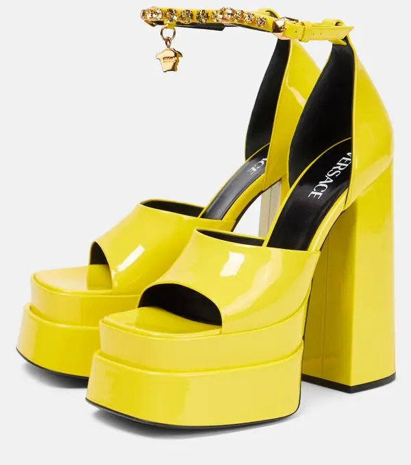 Versace Medusa Aevitas Platform Sandals - Yellow