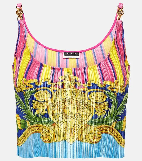 Versace Medusa Palm Springs Plissé Crop Top - Multicoloured