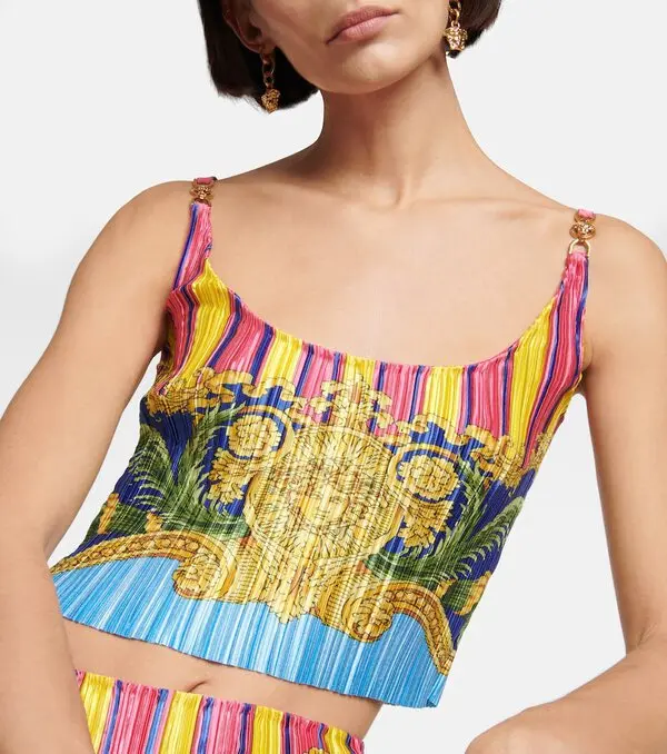 Versace Medusa Palm Springs Plissé Crop Top