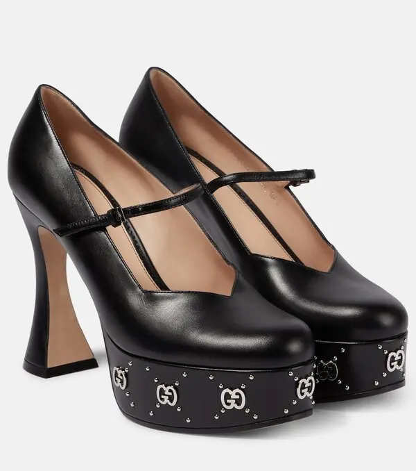 Gucci Janaya Leather Platform Pumps