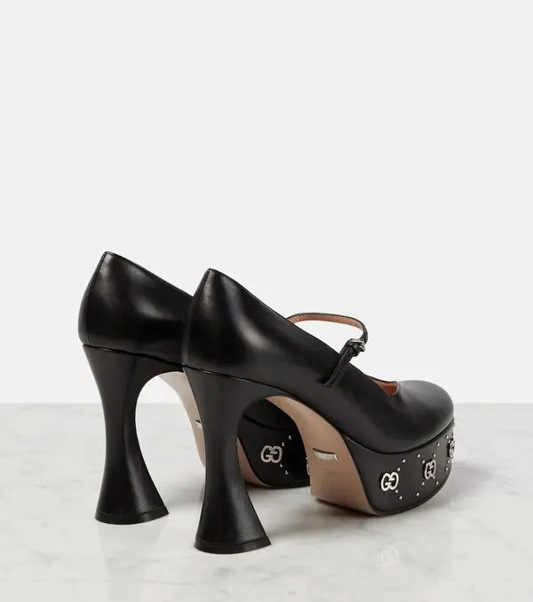 Gucci Janaya Leather Platform Pumps