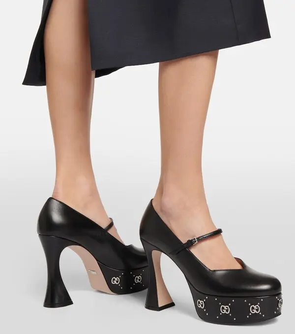 Gucci Janaya Leather Platform Pumps