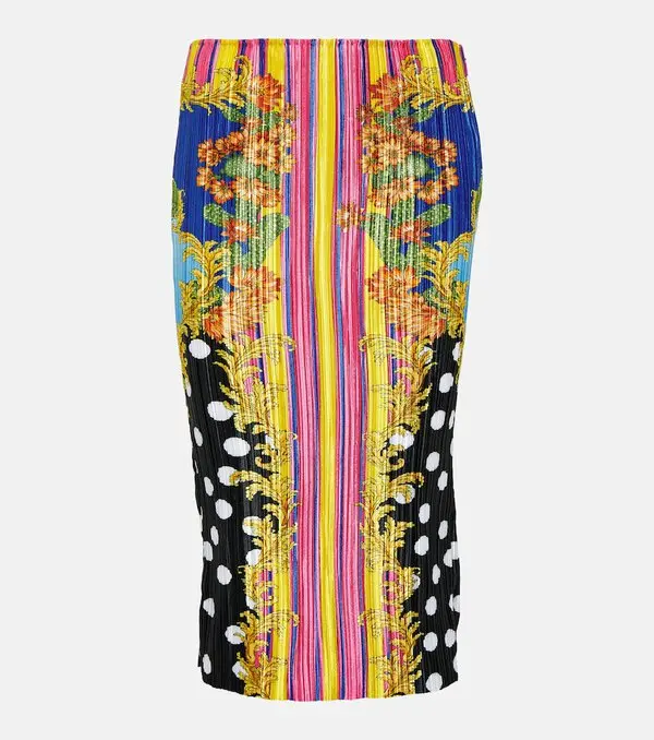 Versace Medusa Palm Springs Plissé Midi Skirt