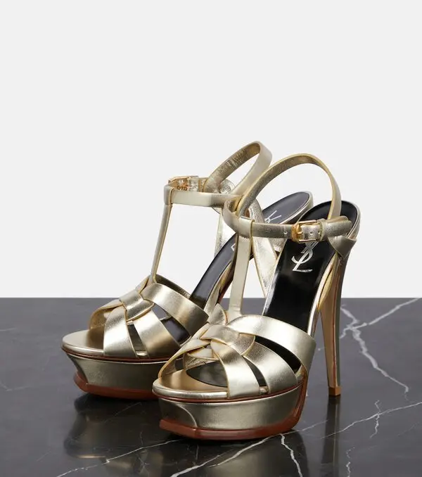 Saint Laurent Tribute 105 Leather Platform Sandals
