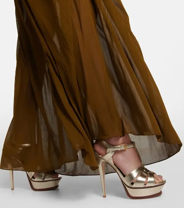 Saint Laurent Tribute 105 Leather Platform Sandals