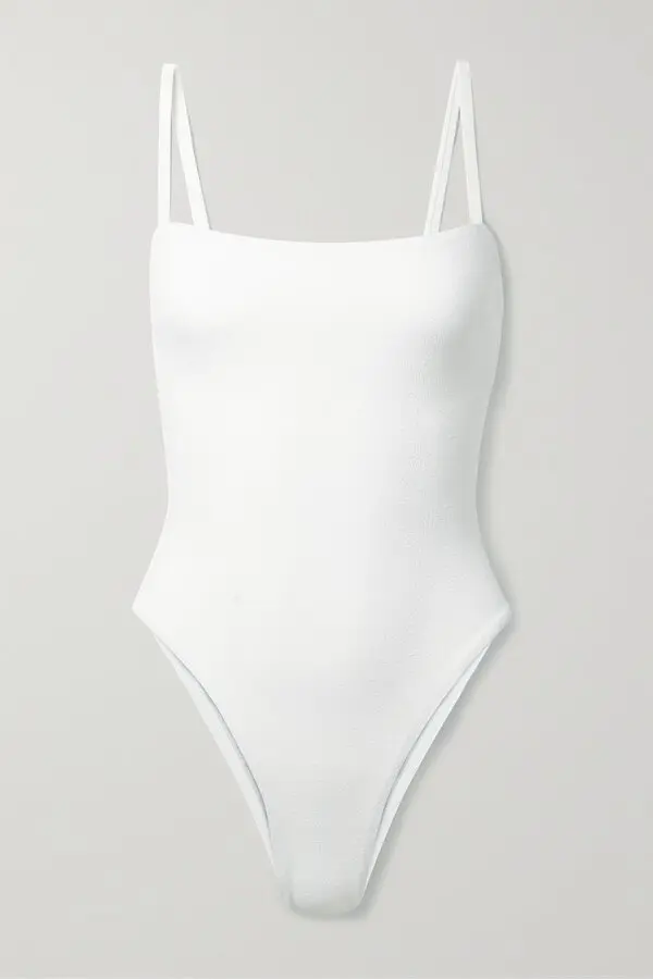Matteau Petite Square Recycled-seersucker Swimsuit - White