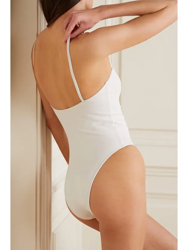 Matteau Petite Square Recycled-seersucker Swimsuit - White