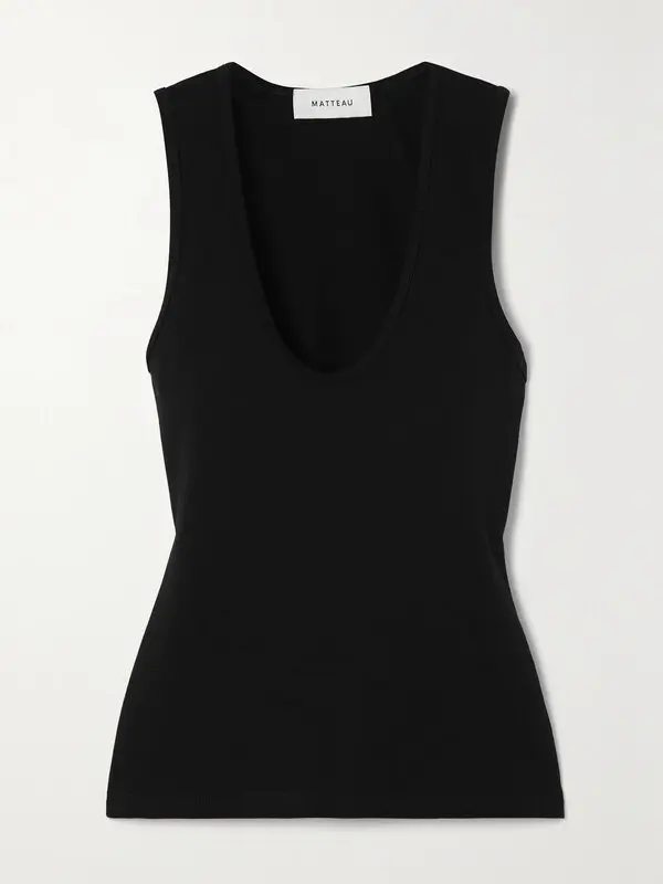 Matteau Net Sustain Organic Cotton-blend Jersey Tank - Black