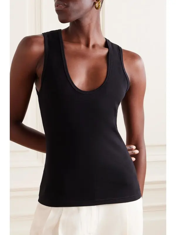 Matteau Net Sustain Organic Cotton-blend Jersey Tank - Black