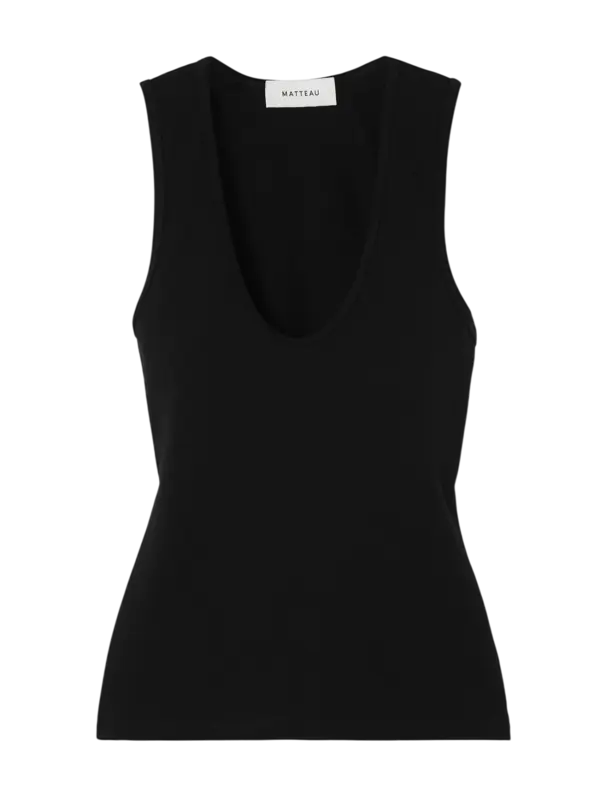 Matteau Net Sustain Organic Cotton-blend Jersey Tank - Black