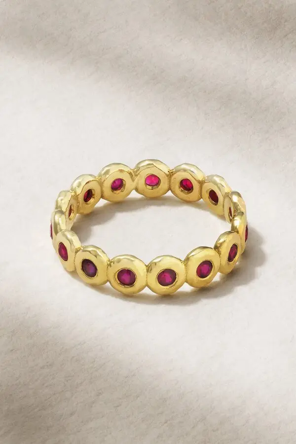 OCTAVIA ELIZABETH Net Sustain Nesting Gem 18-karat Recycled Ruby Eternity Ring - Gold