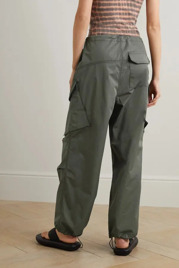 Agolde Ginerva Cotton-Poplin Wide-Leg Cargo Pants In Green - 50