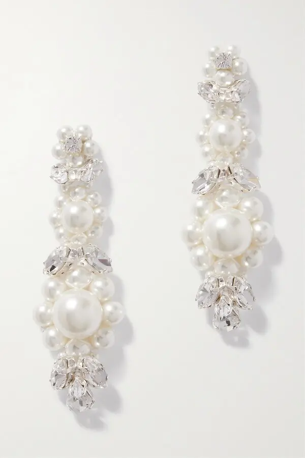 Simone Rocha Silver-tone, Faux Pearl And Crystal Earrings