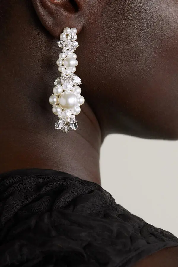 Simone Rocha Silver-tone, Faux Pearl And Crystal Earrings