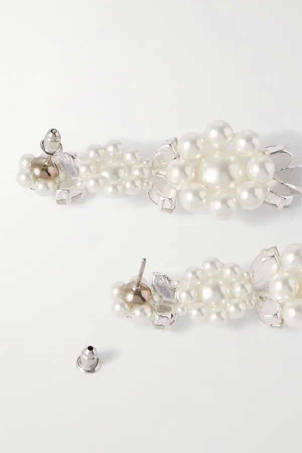 Simone Rocha Silver-tone, Faux Pearl And Crystal Earrings