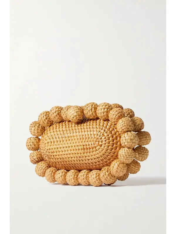 Cult Gaia Jaya Beaded Rattan Clutch