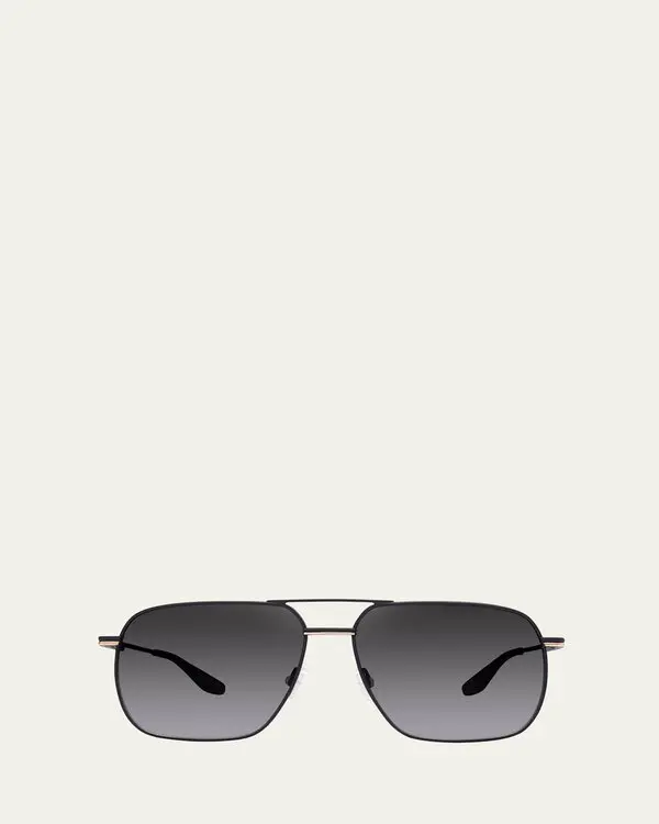 Barton Perreira Royale Titanium Aviator Sunglasses - Black Satin/gold/smolder