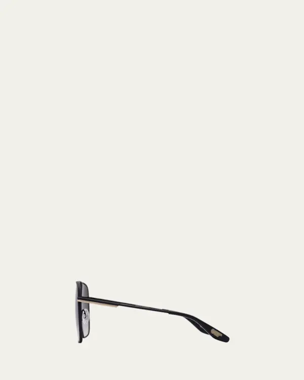 Barton Perreira Royale Titanium Aviator Sunglasses - Black Satin/gold/smolder