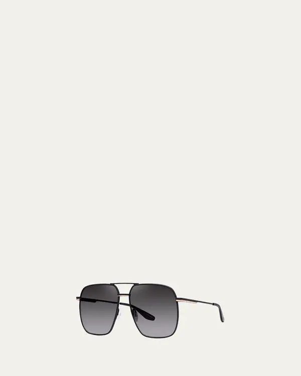 Barton Perreira Royale Titanium Aviator Sunglasses - Black Satin/gold/smolder
