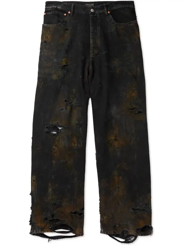 Balenciaga Super Destroyed Wide-leg Distressed Jeans