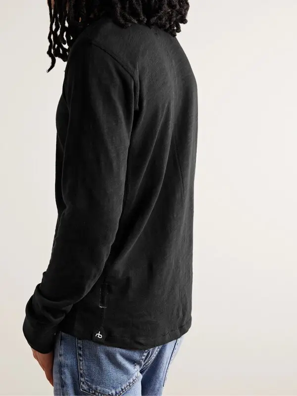 Rag & Bone Cotton-jersey Henley T-shirt - Black
