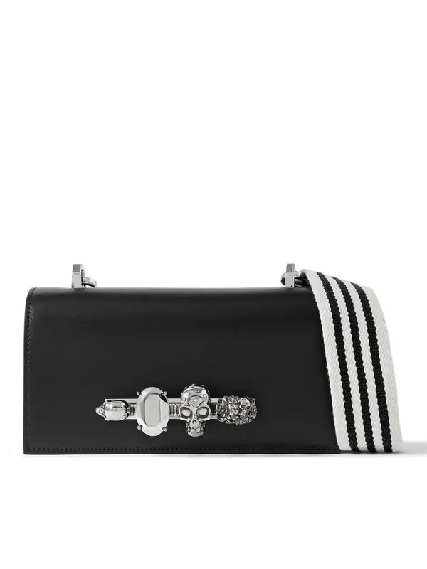 Alexander Mcqueen Knuckle Embellished Leather Messenger Bag - Black |  Editorialist